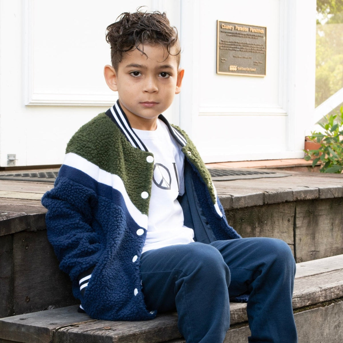 COLLEGE BOMBER JACKET - NAVY / OLIVE – Duke of London